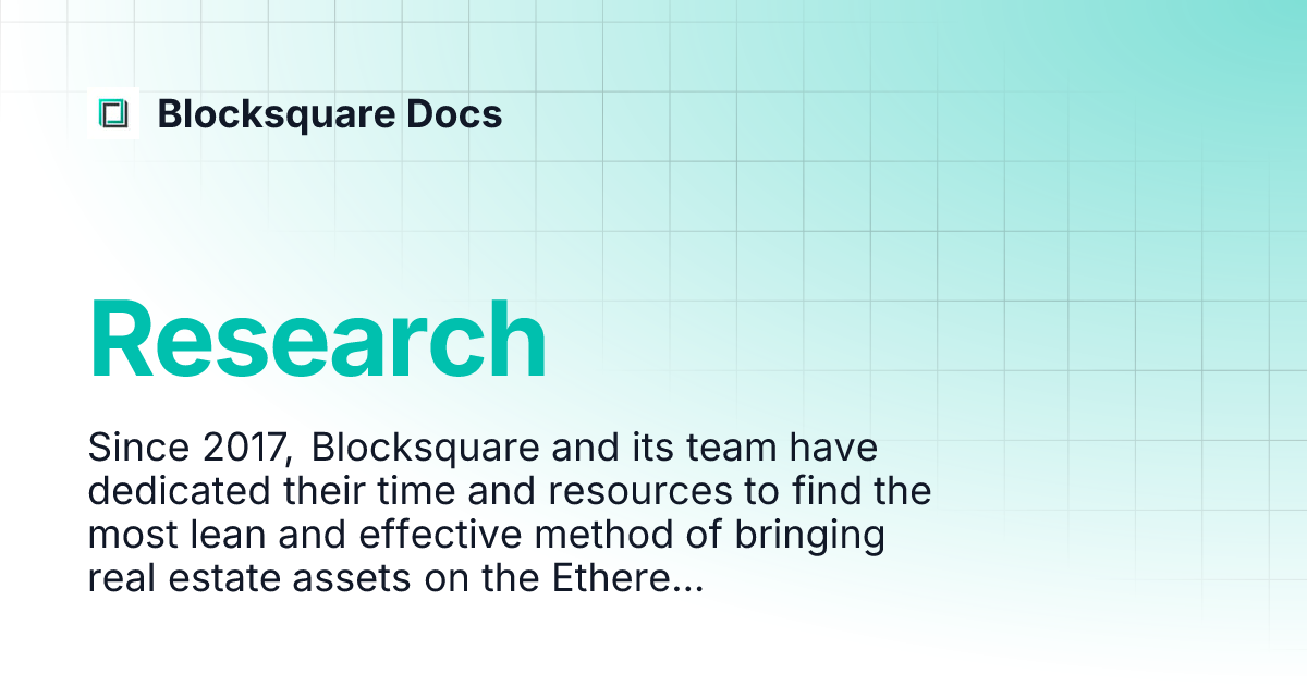 Research | Blocksquare Docs