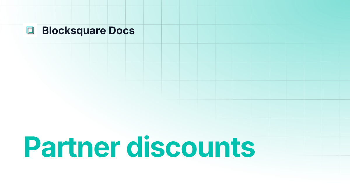 Partner discounts | Blocksquare Docs